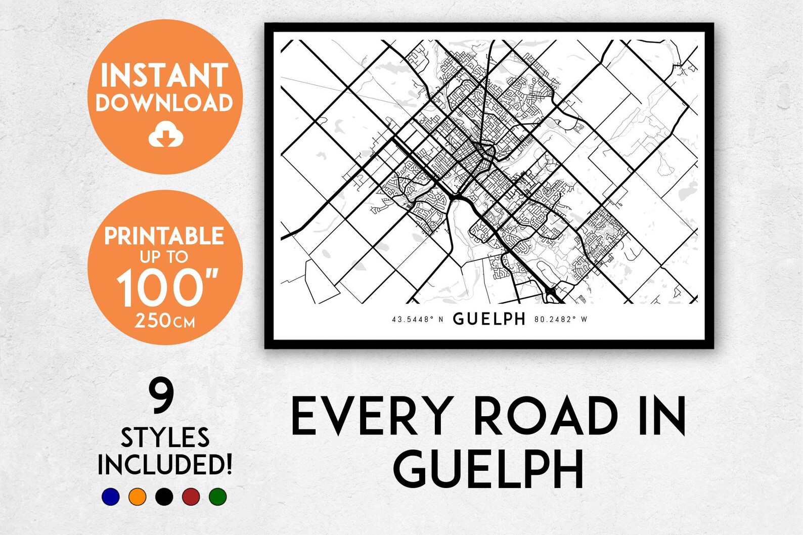 Guelph Map Print Printable Guelph Map Art Guelph Print - Etsy Canada