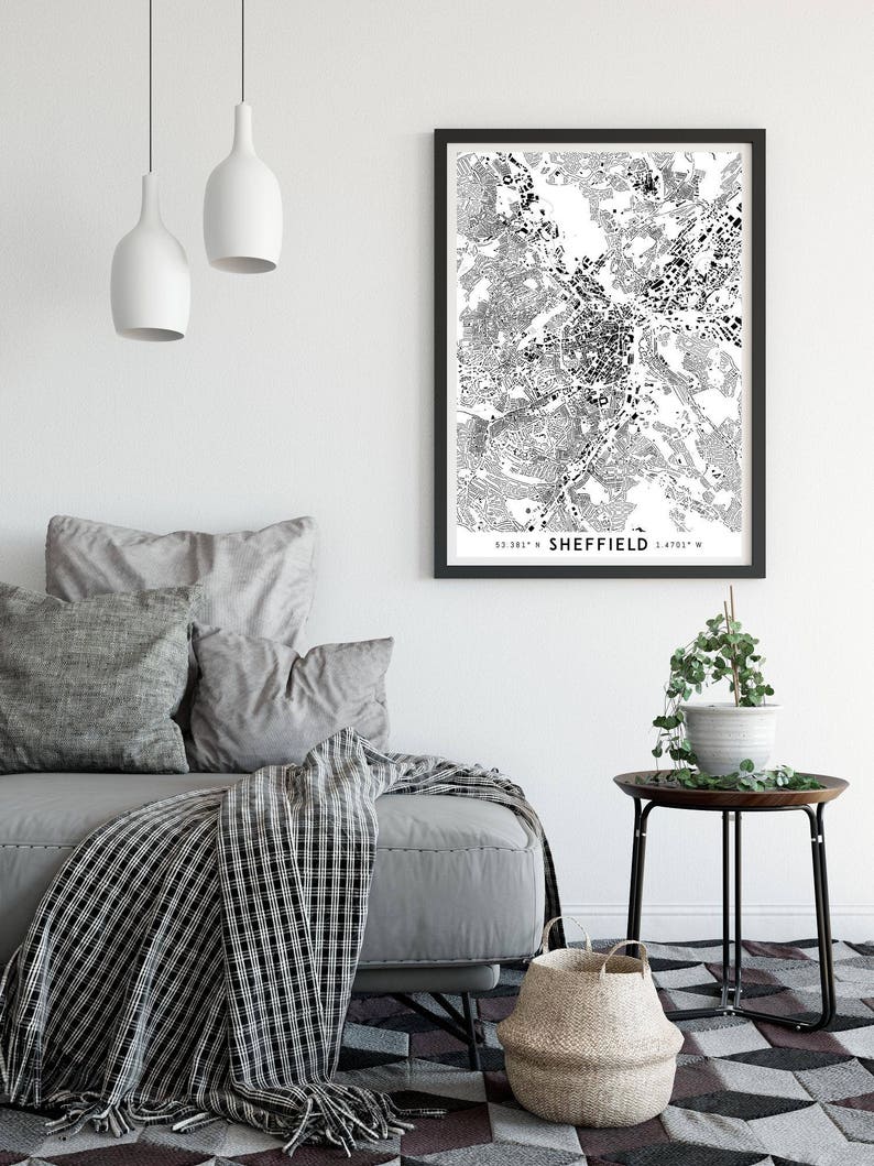 Sheffield map print Sheffield print Sheffield city map | Etsy