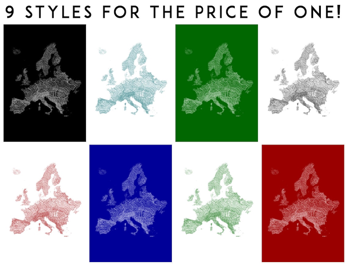 Europe Map Print Printable Europe Map Art Europe Print | Etsy