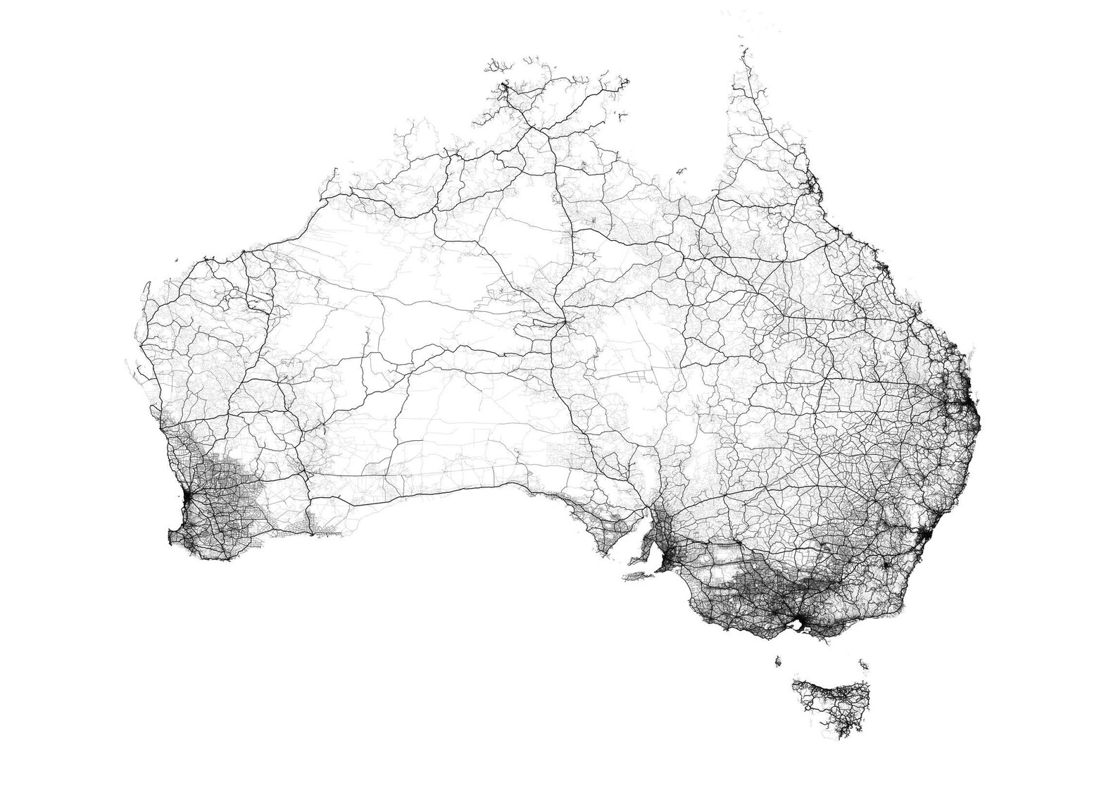 Roads of Australia Map Print Printable Australia Map Art | Etsy
