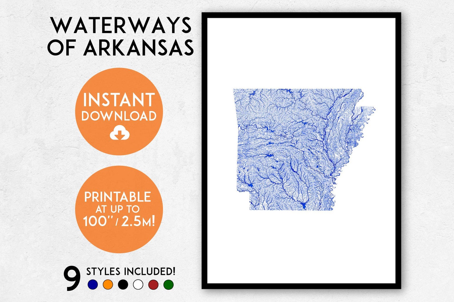 Arkansas Map Print Printable Arkansas Map Art Arkansas | Etsy