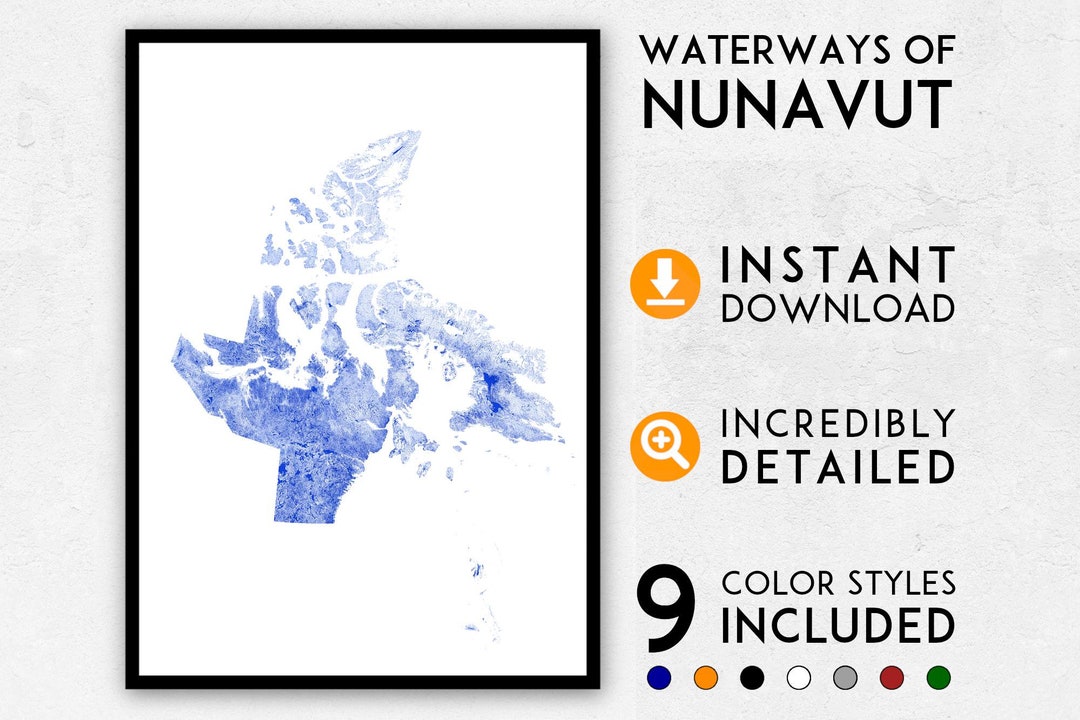 Nunavut Map Print, Nunavut Print, Canada Map Print, Nunavut Poster ...