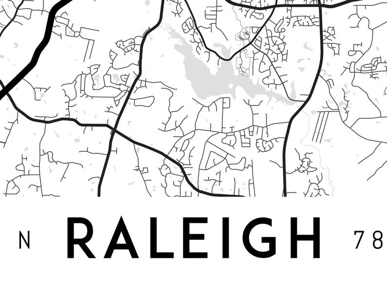Raleigh Map Print Printable Raleigh Map Art Raleigh Print - Etsy