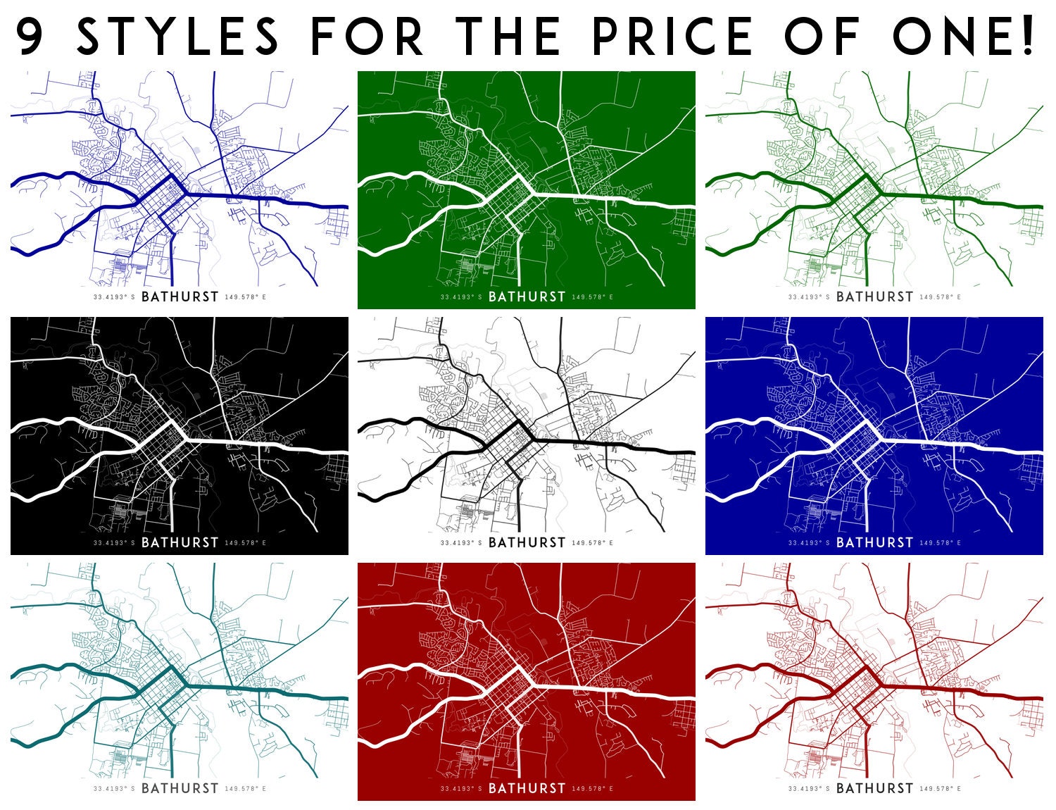 Bathurst Map Print Printable Bathurst Map Art Bathurst - Etsy Australia
