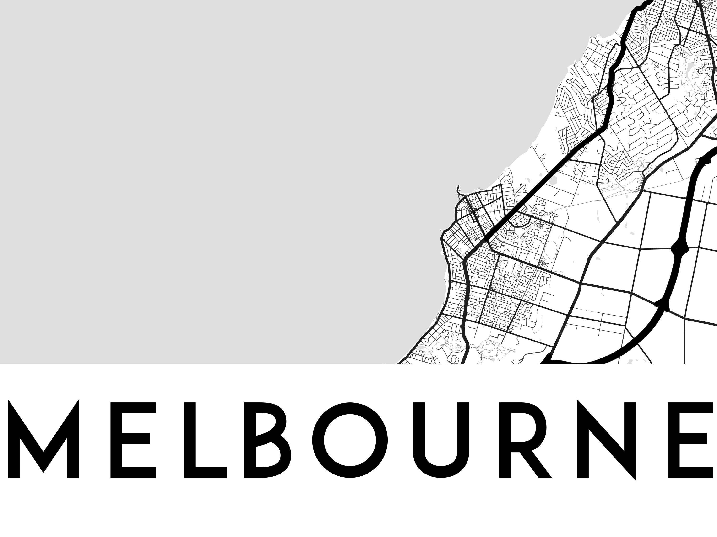 Melbourne Map Print, Melbourne Print, Melbourne City Map, Australia Map ...