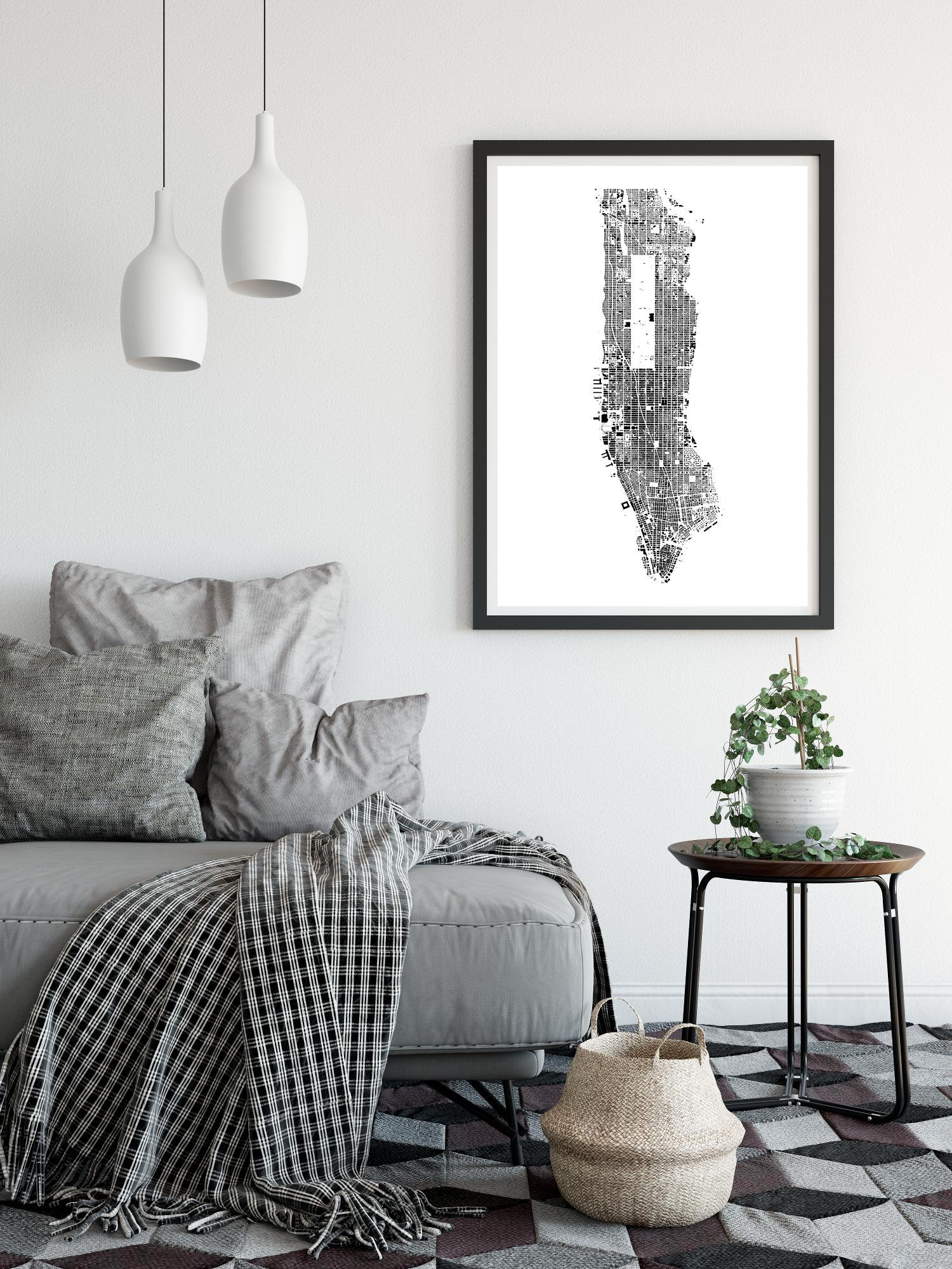 Manhattan Map Print New York Map Manhattan Print New York | Etsy