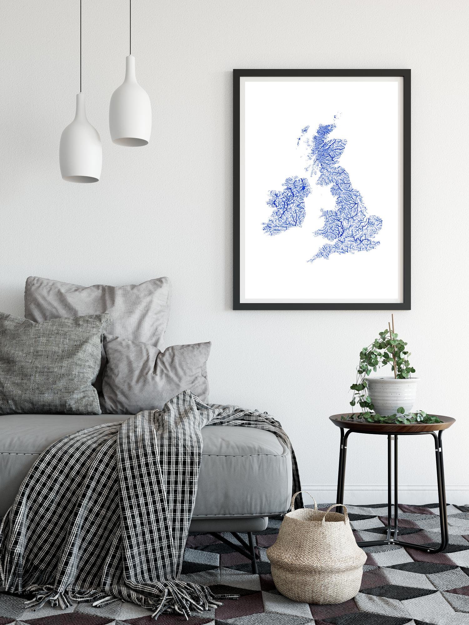 UK Map Art Ireland Map Printable UK Map Print UK Print | Etsy