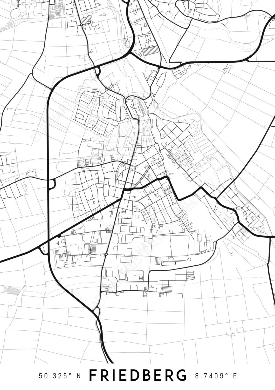 Friedberg Map Print Friedberg Print Friedberg City Map - Etsy