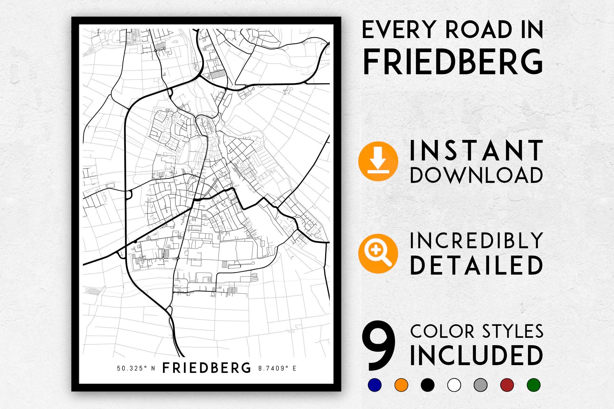 Friedberg Map Print Friedberg Print Friedberg City Map - Etsy
