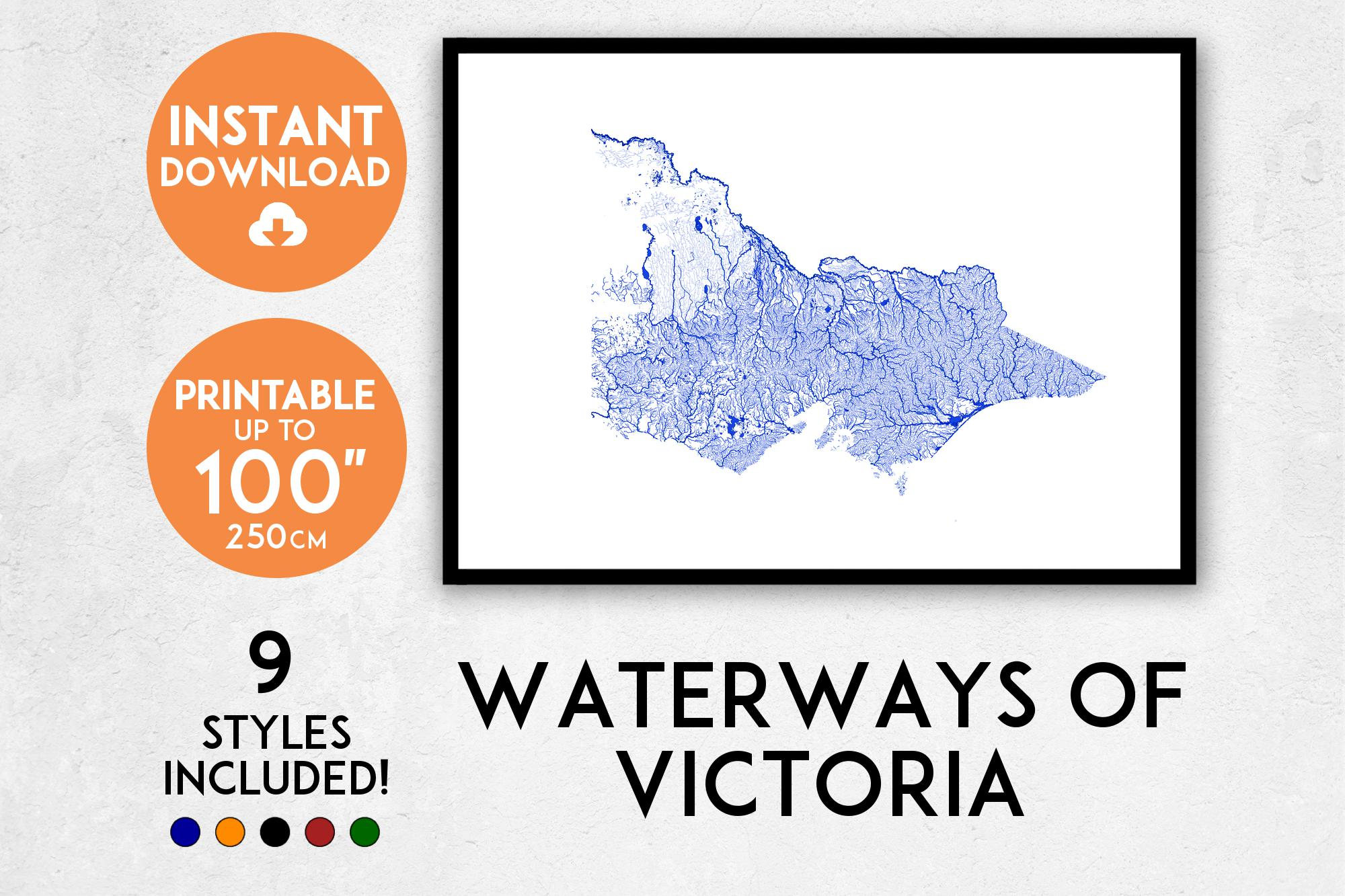 Victoria Map Print Printable Victoria Map Art Victoria | Etsy