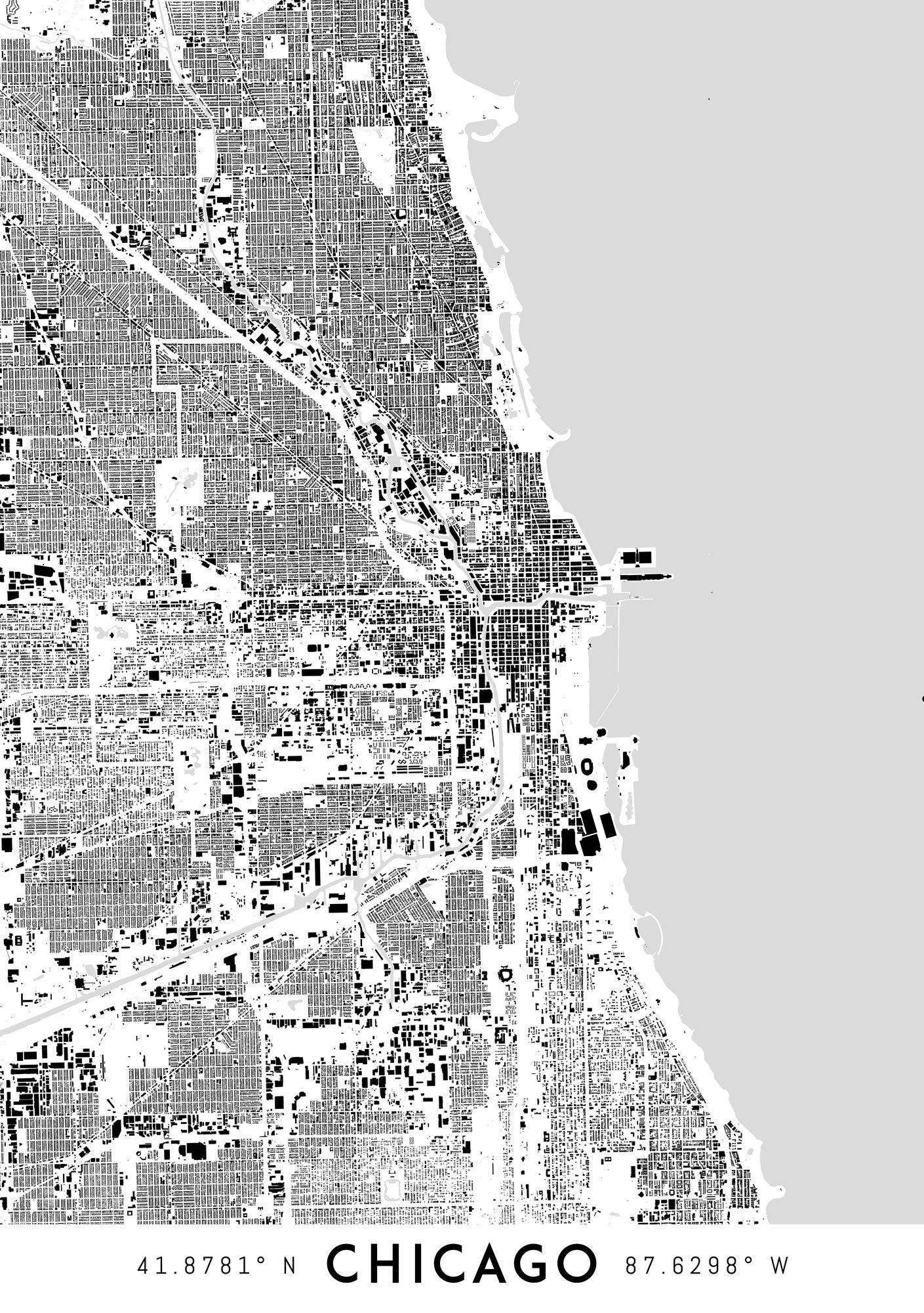 Buildings of Chicago Print Physical Chicago Map Print | Etsy