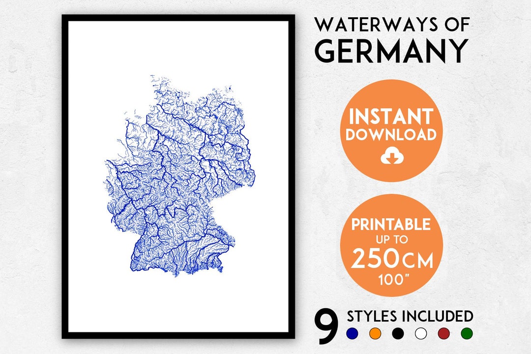 Germany Map Print, Germany Print, Germany Poster, Germany Wall Art, Map ...