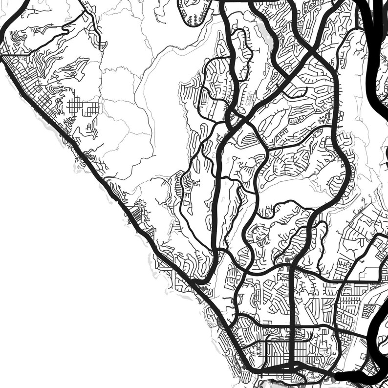 Orange County Map Art Print: Detailed California Map (digital Download ...