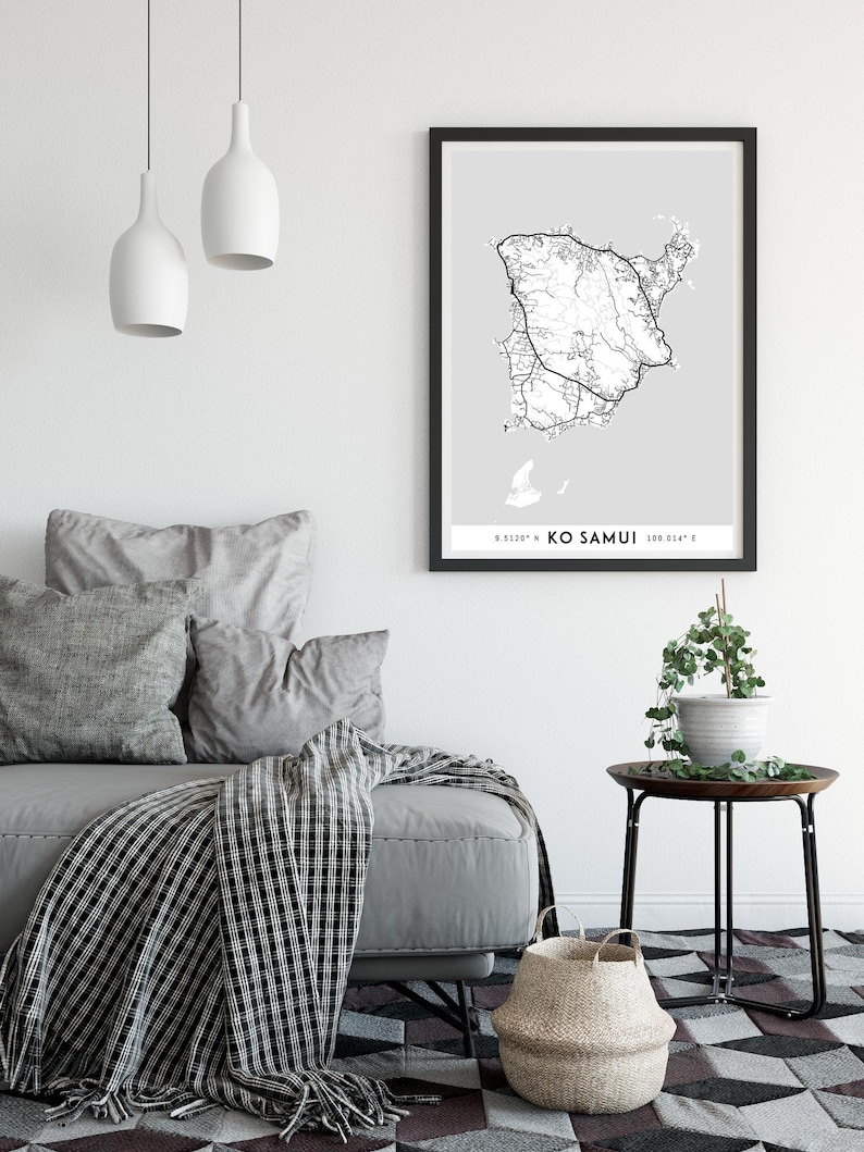 Ko Samui map print Ko Samui print Koh Samui map Thailand | Etsy