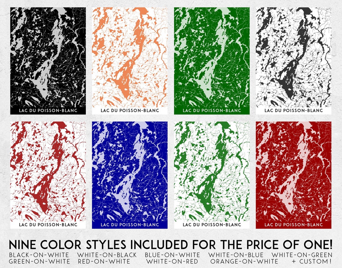 Lac Du Poisson-blanc Map Print Lac Du Poisson-blanc Print | Etsy