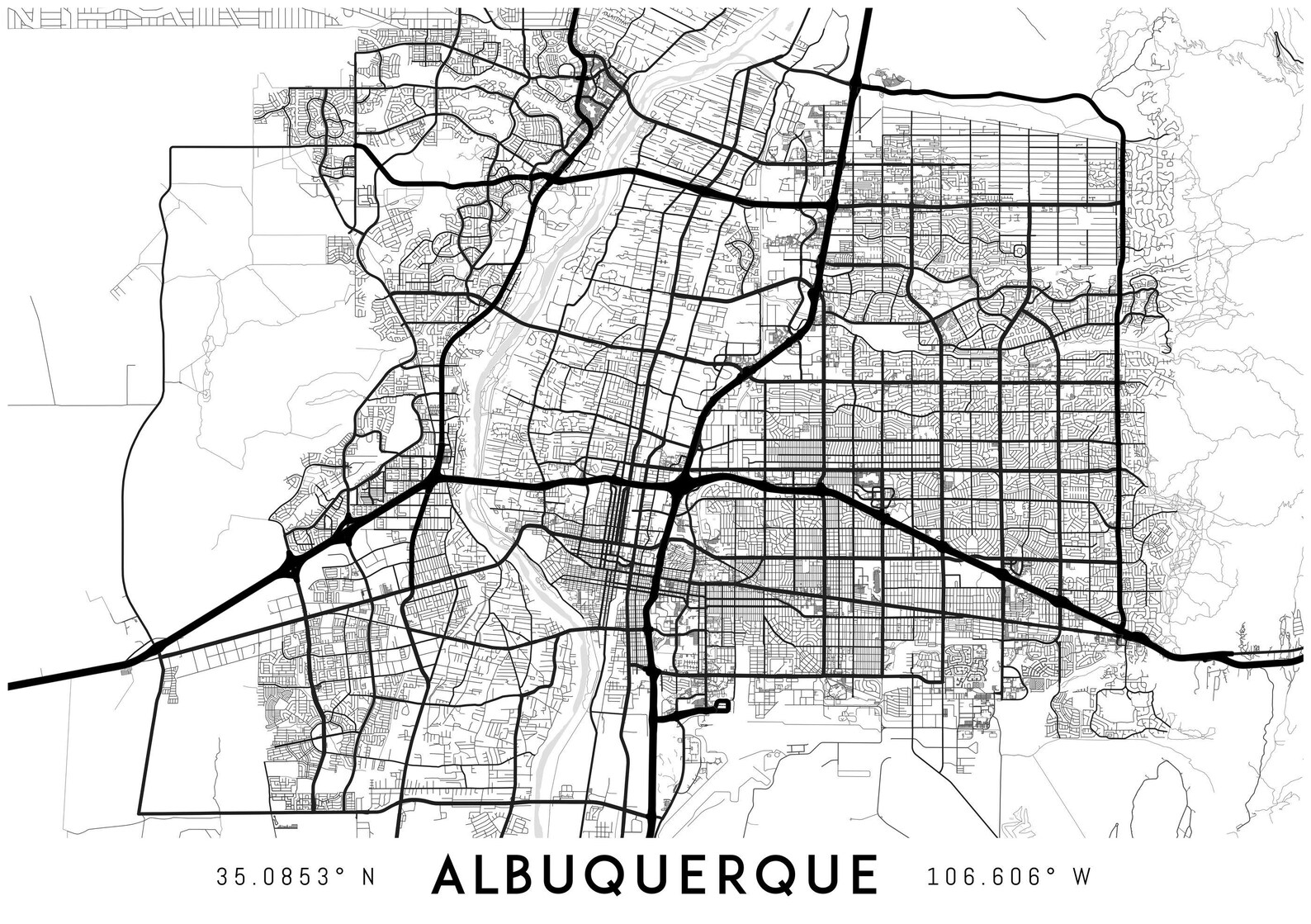Albuquerque Map Print Albuquerque Print Albuquerque City - Etsy