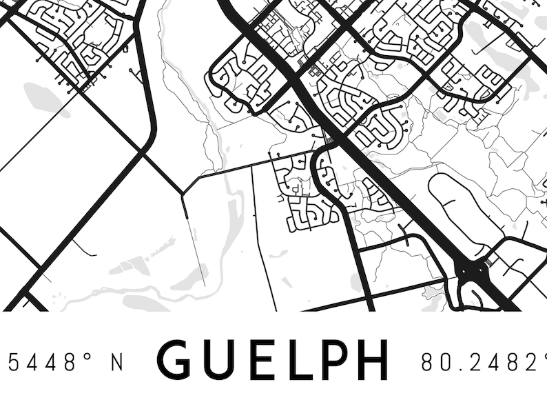 Guelph Map Print Printable Guelph Map Art Guelph Print - Etsy Canada
