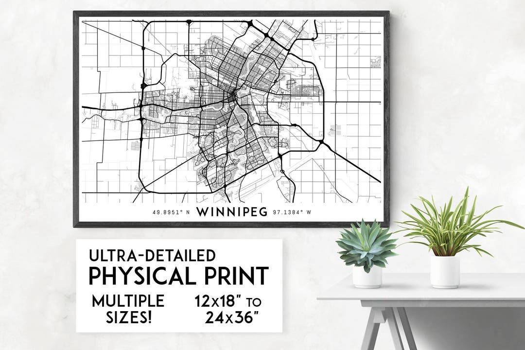 Every Road in Winnipeg Map Poster, Winnipeg Print, Winnipeg Map Print ...