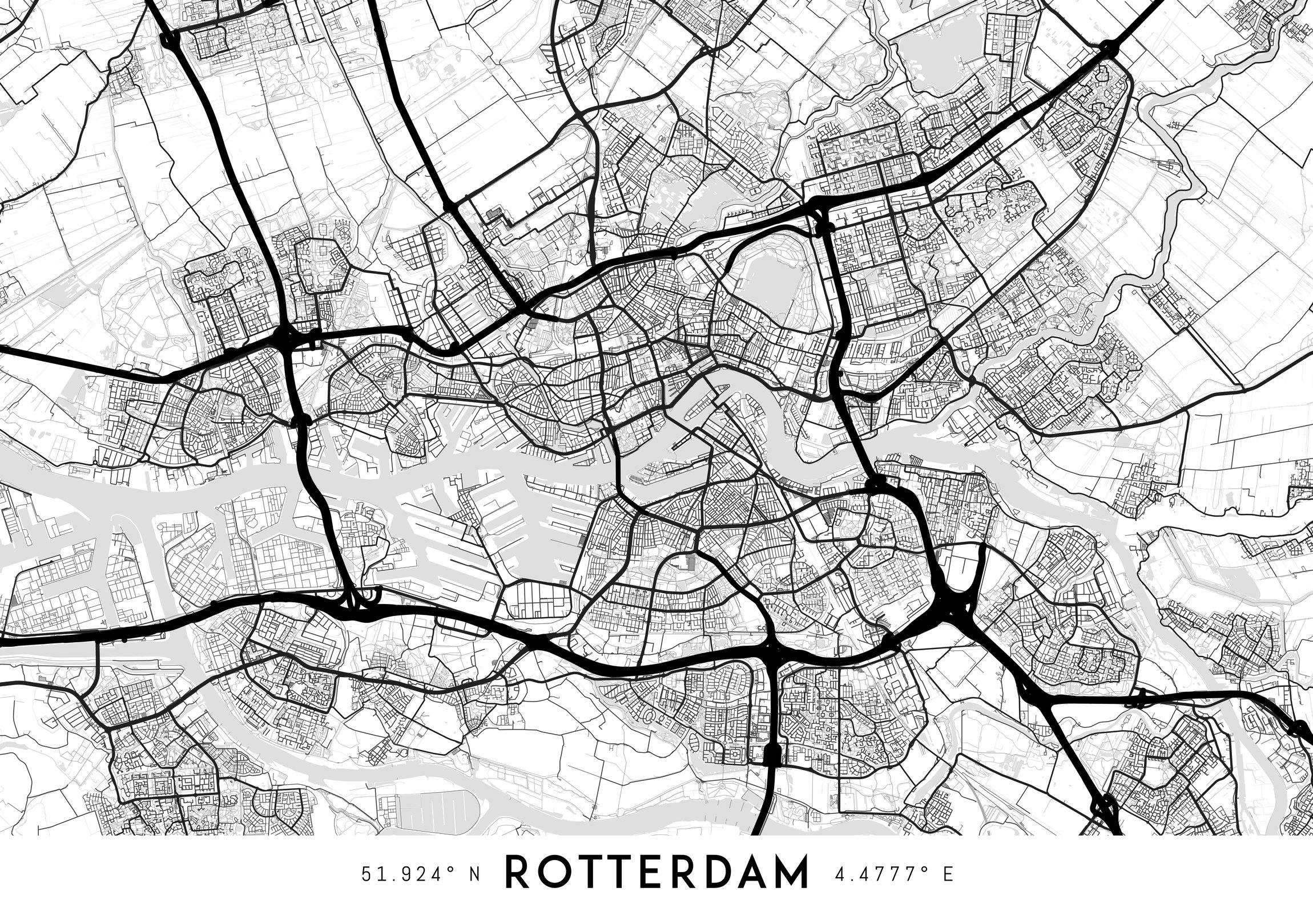 Rotterdam Map Print Printable Rotterdam Map Art Rotterdam | Etsy