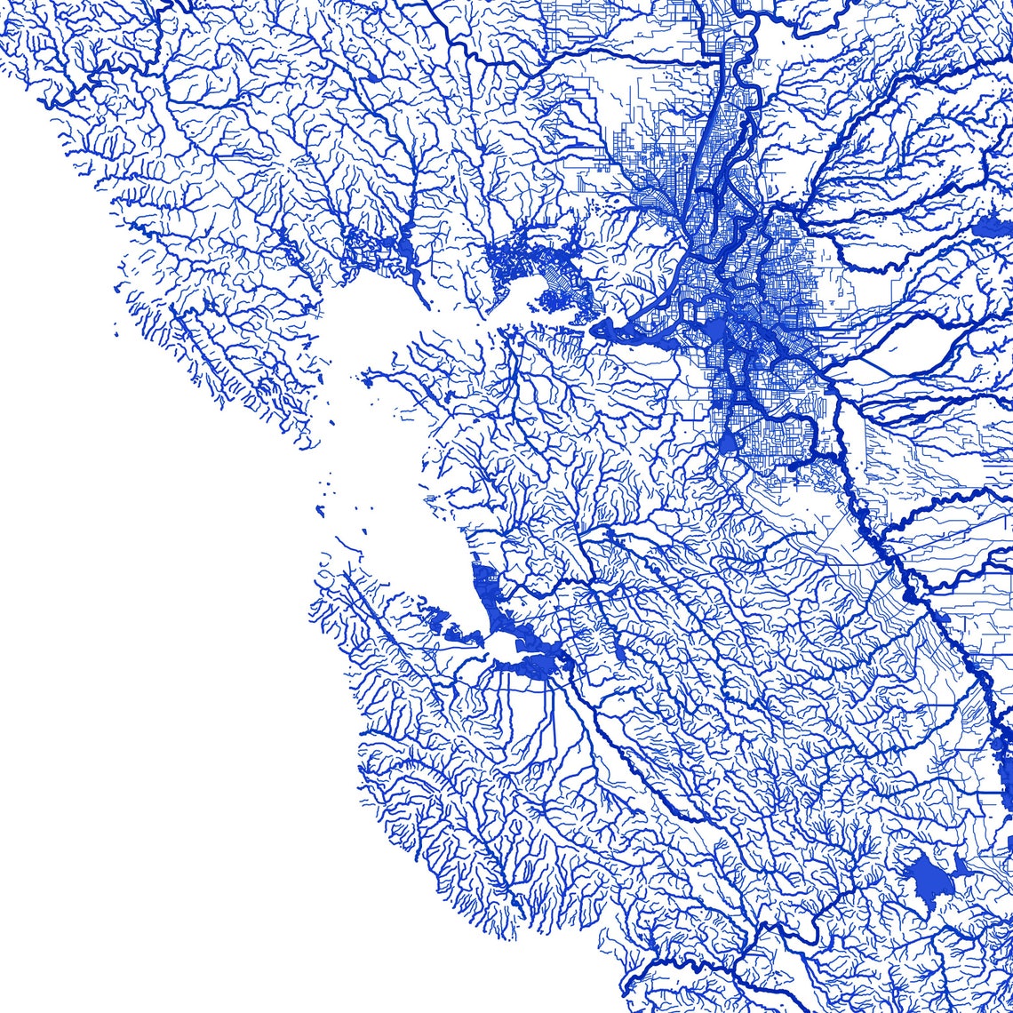 Waterways of California Map Poster California Print | Etsy