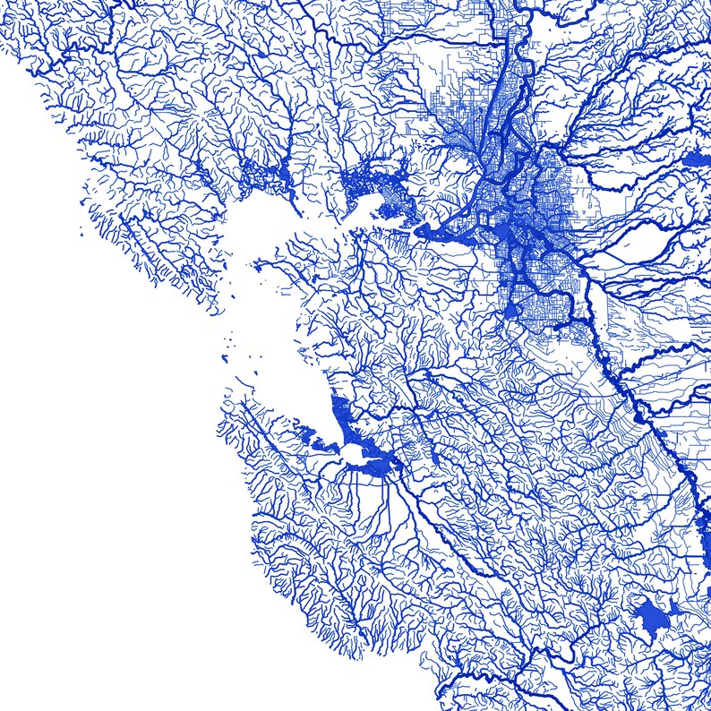 Waterways of California Map Poster California Print - Etsy
