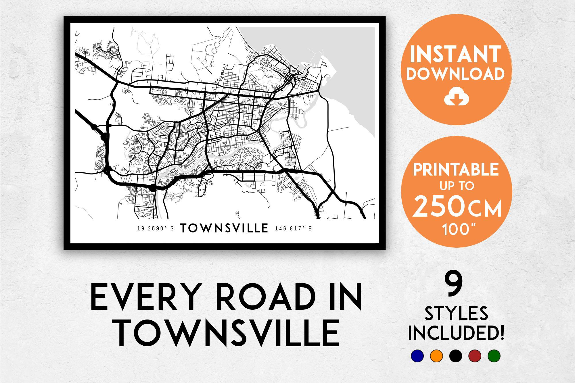 Townsville Map Print Townsville Print Townsville City Map - Etsy Australia