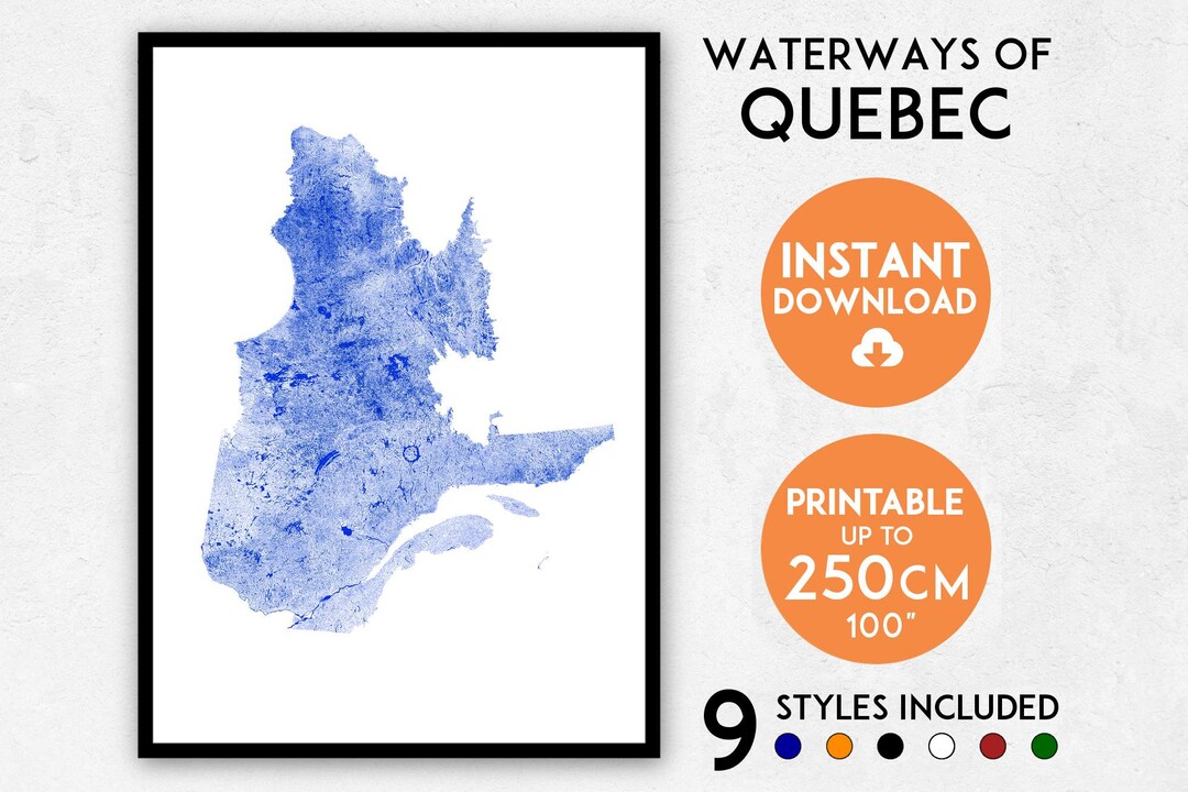 Quebec Map Print, Quebec Print, Canada Map, Canada Print, Quebec Poster ...