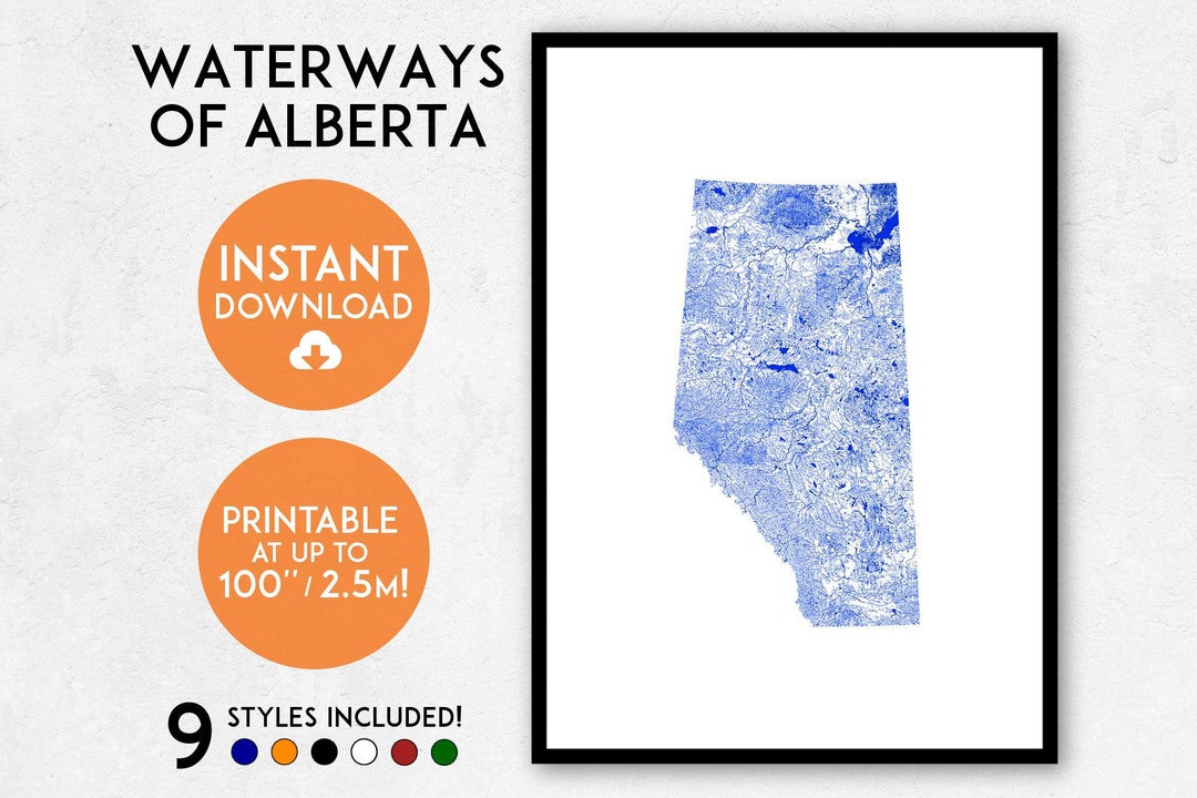 Alberta Map Print, Printable Alberta Map Art, Alberta Print, Alberta ...