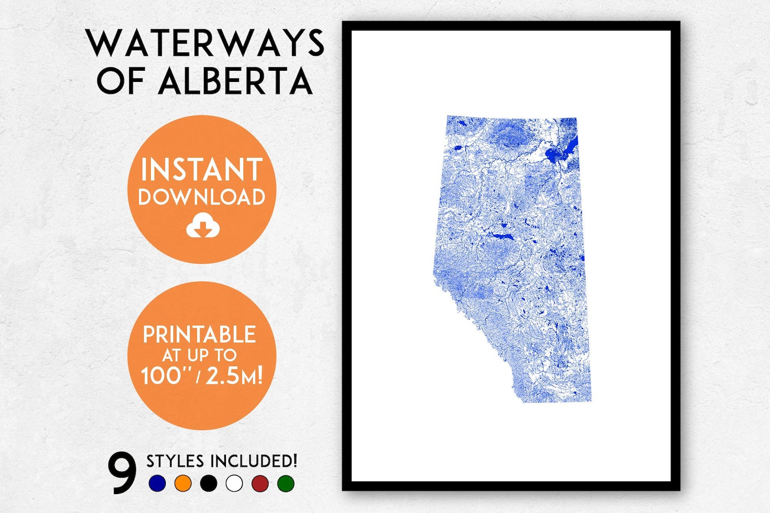 Alberta Map Print Printable Alberta Map Art Alberta Print - Etsy