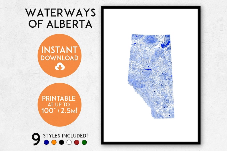 Alberta Map Print Printable Alberta Map Art Alberta Print - Etsy