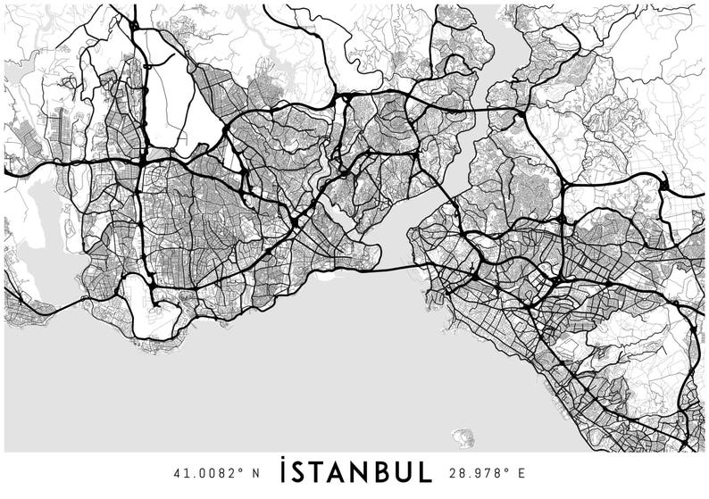 Istanbul Map Print Printable Istanbul Map Art Istanbul - Etsy