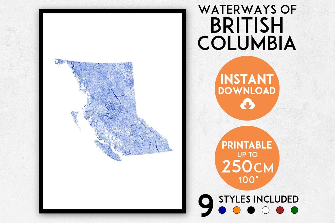 Large Wall Map BC British Columbia Wall Map - Large 37.5 X 54 Paper Map ...