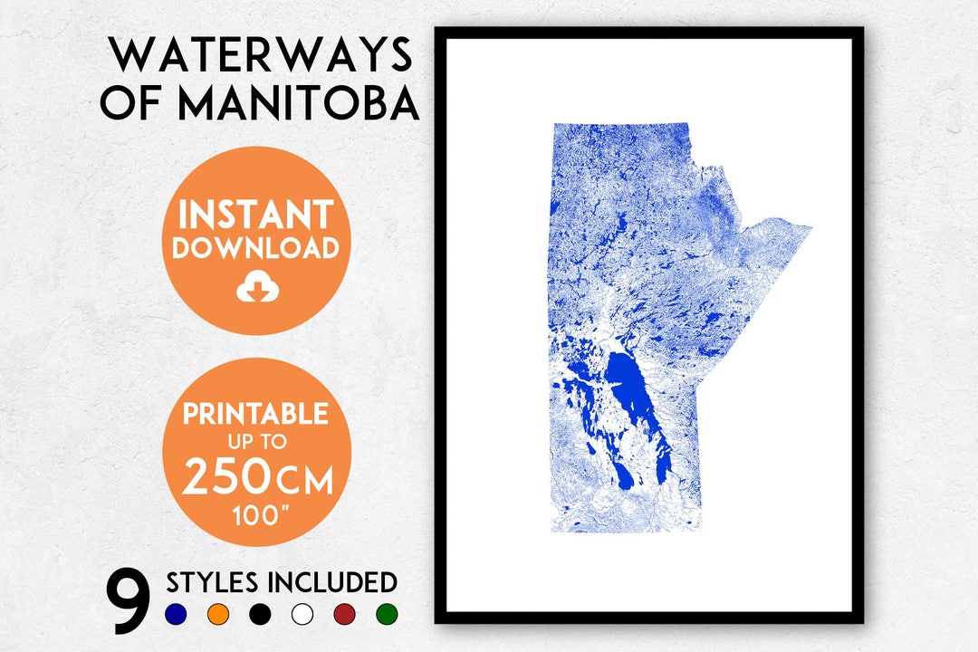 Manitoba Map Print, Printable Manitoba Map Art, Manitoba Print, Canada ...