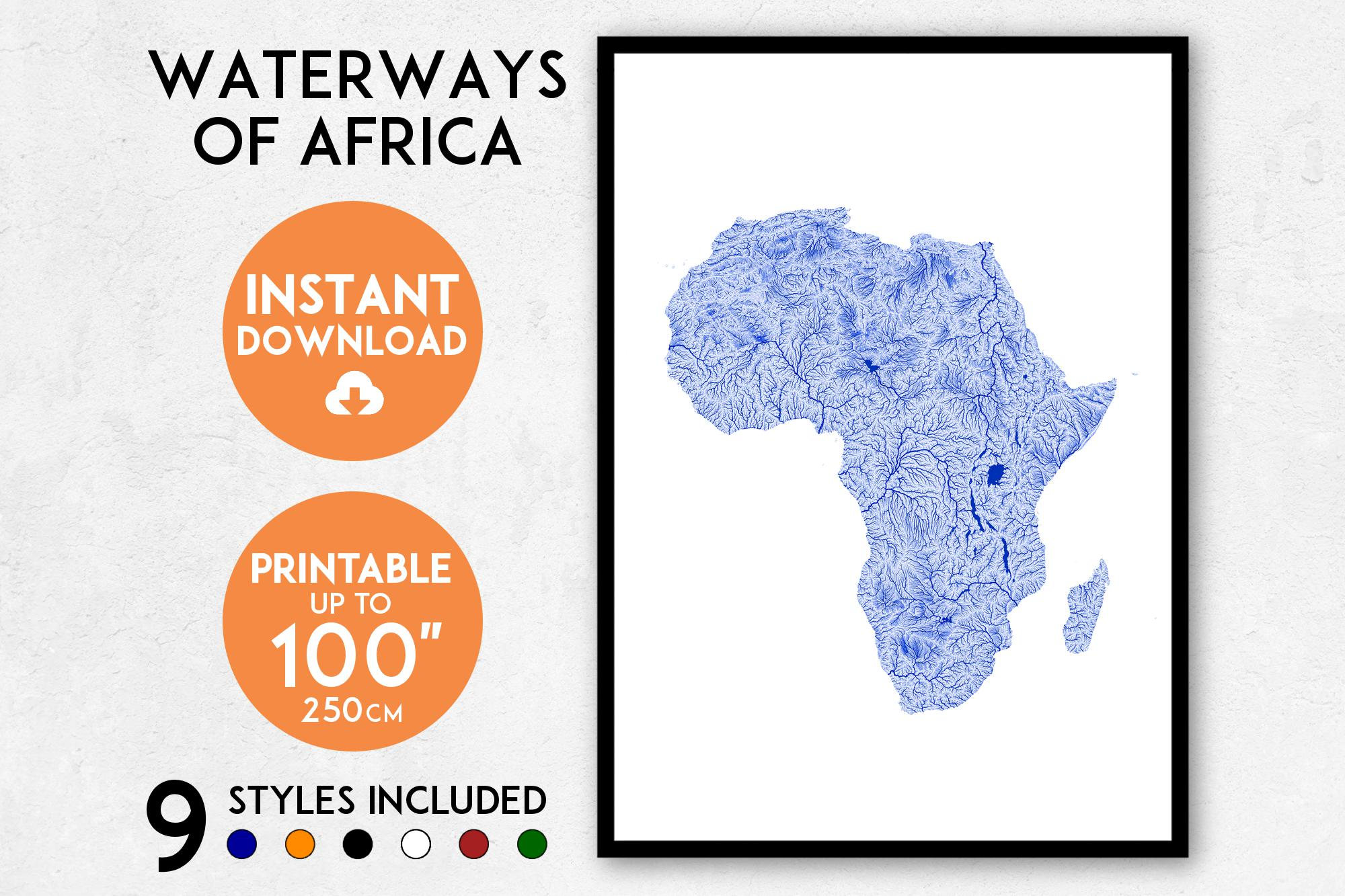 Africa map print Printable Africa map art Africa print | Etsy