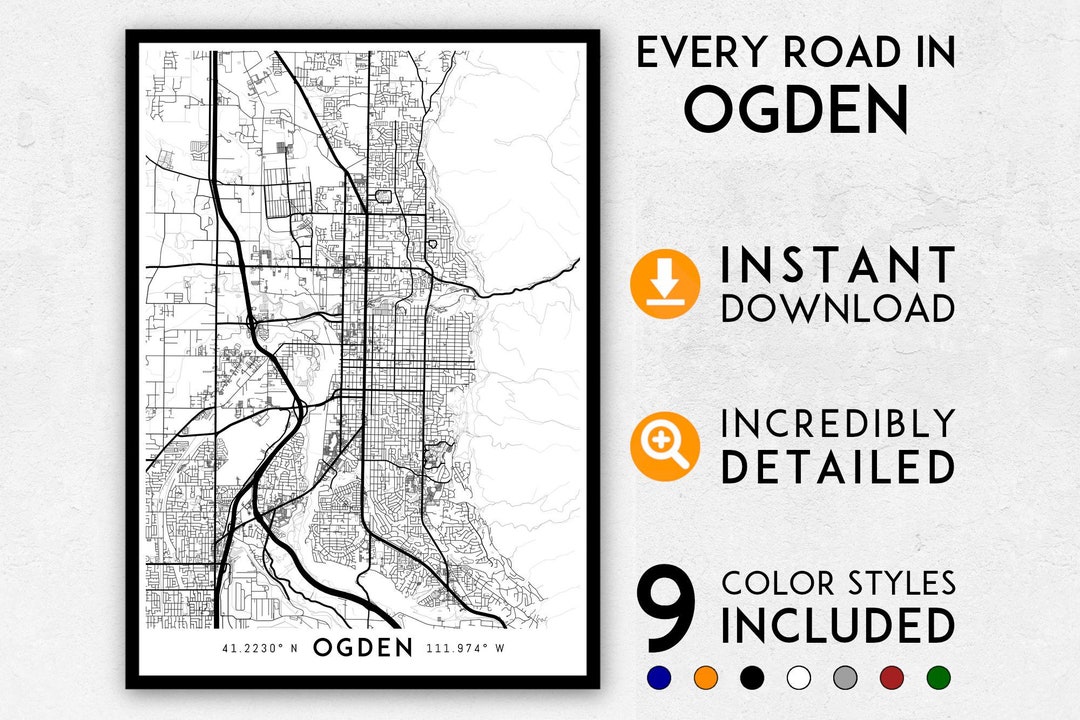 Ogden Map Print, Ogden Print, Ogden City Map, Utah Map, Ogden Poster ...