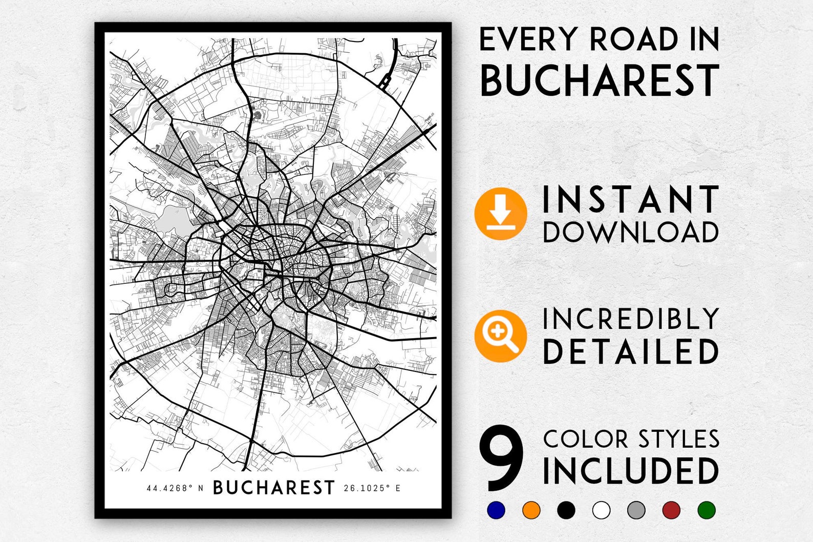 Bucharest Map Print Bucharest Print Bucharest City Map | Etsy