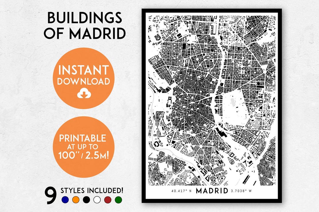 Madrid Map Print, Printable Madrid Map Art, Madrid Print, Spain Map ...