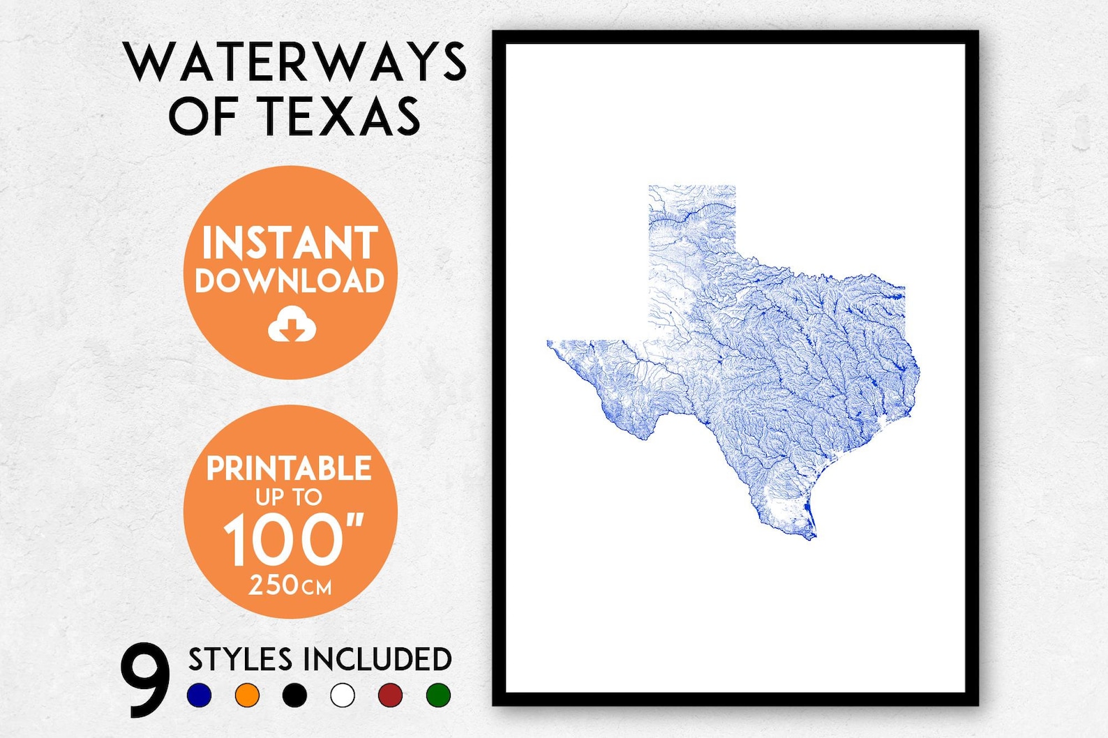 Texas Map Art Printable Texas Print Texas Map Print Texas - Etsy