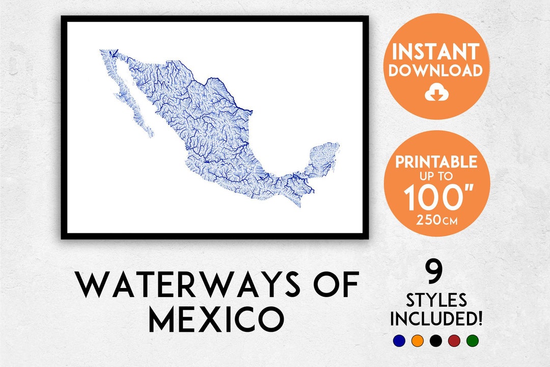 Mexico Map Print, Mexico Print, Mexico Map, Mexico Poster, Mexico Wall ...