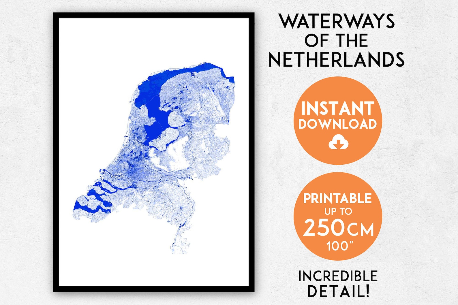 The Netherlands Map Print Printable Netherlands Map Art | Etsy