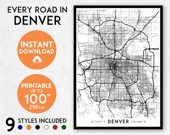 Denver Skyline Art Print Colorado Poster Denver Rocky