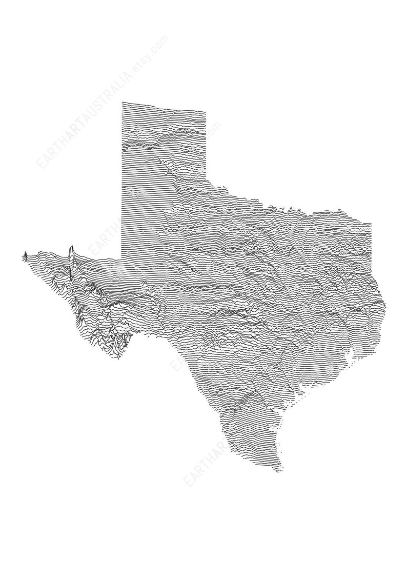 Topo-lines Texas Map Print Texas Print Texas Poster Texas - Etsy