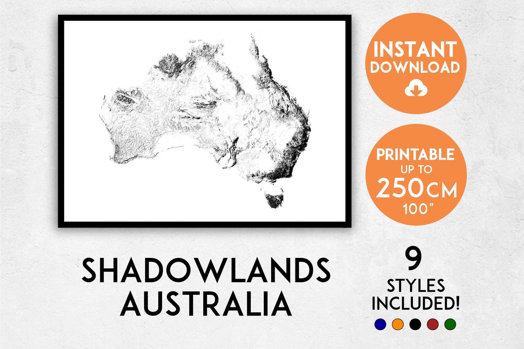 Shadowlands Australia Map Print, Australia Print, Australia Poster ...