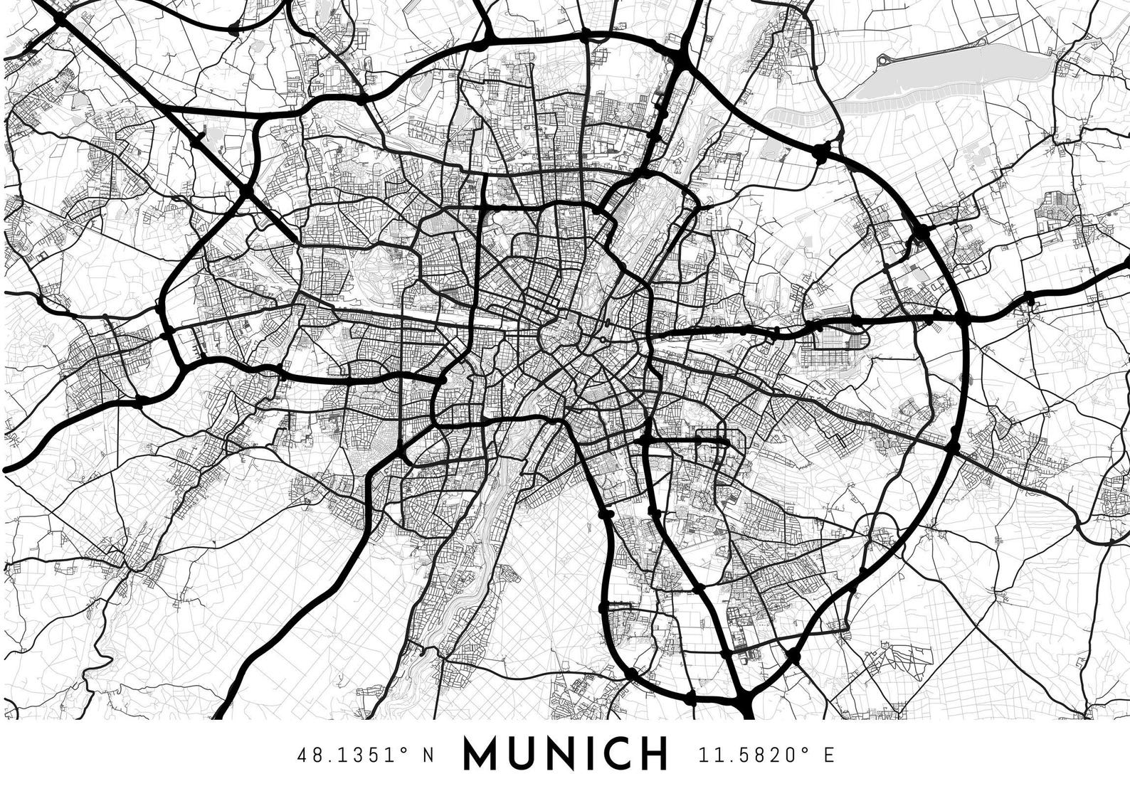 Munich Map Print Printable Munich Map Art Munich Print | Etsy