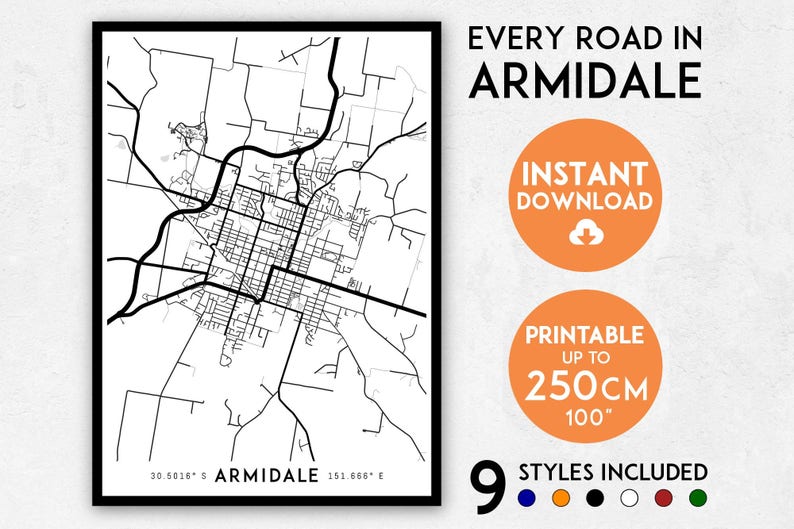 Armidale Map Print Armidale Print Armidale City Map - Etsy Australia