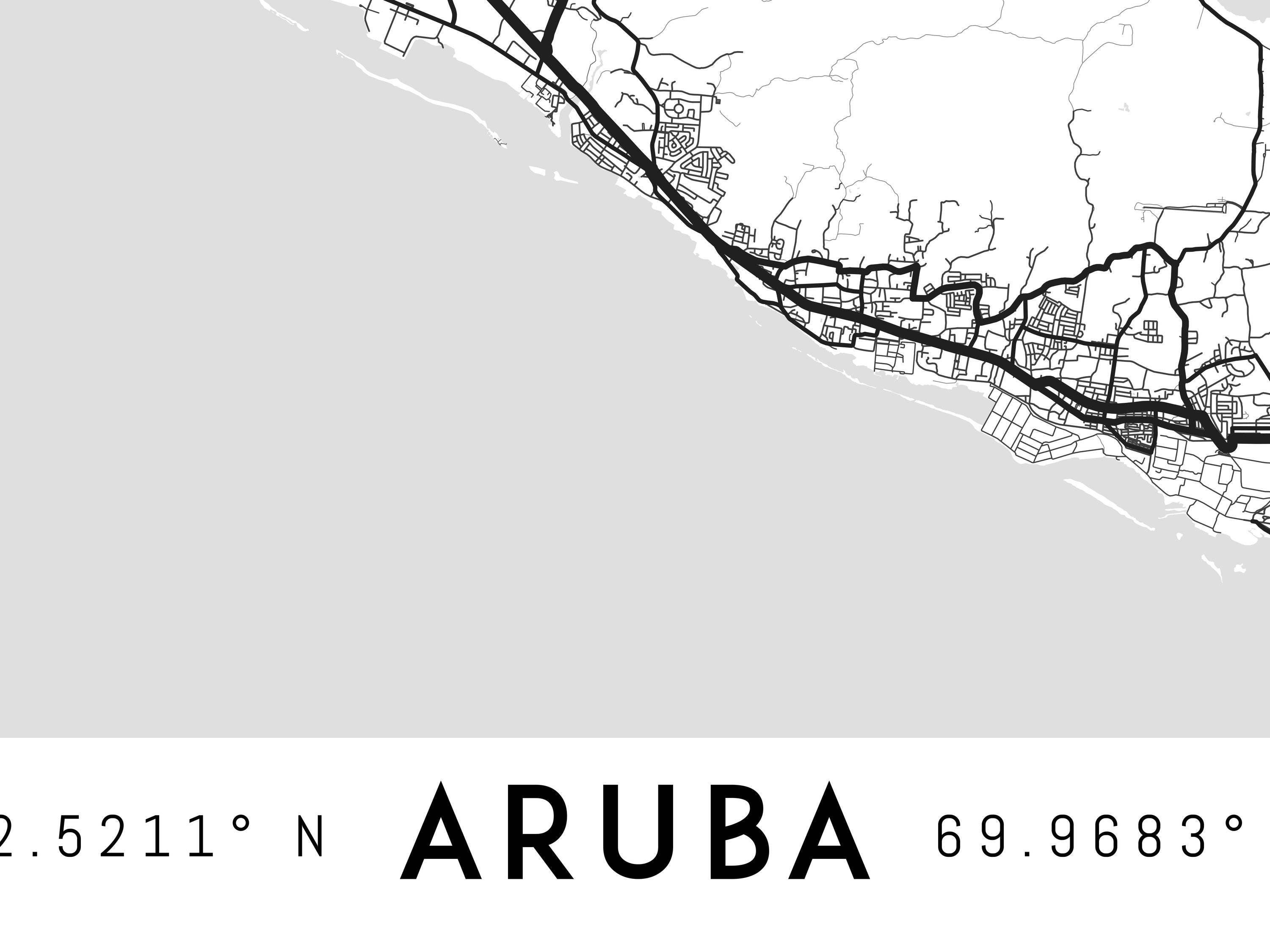 Aruba Map Print Printable Oranjestad Map Art Aruba Print - Etsy