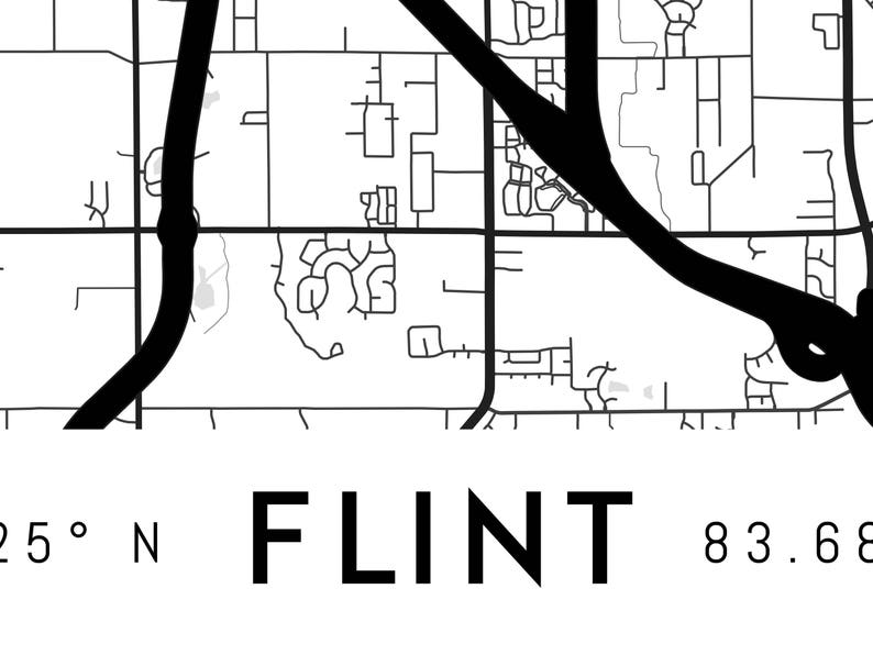 Flint Map Print Printable Flint Map Art Flint Print USA - Etsy