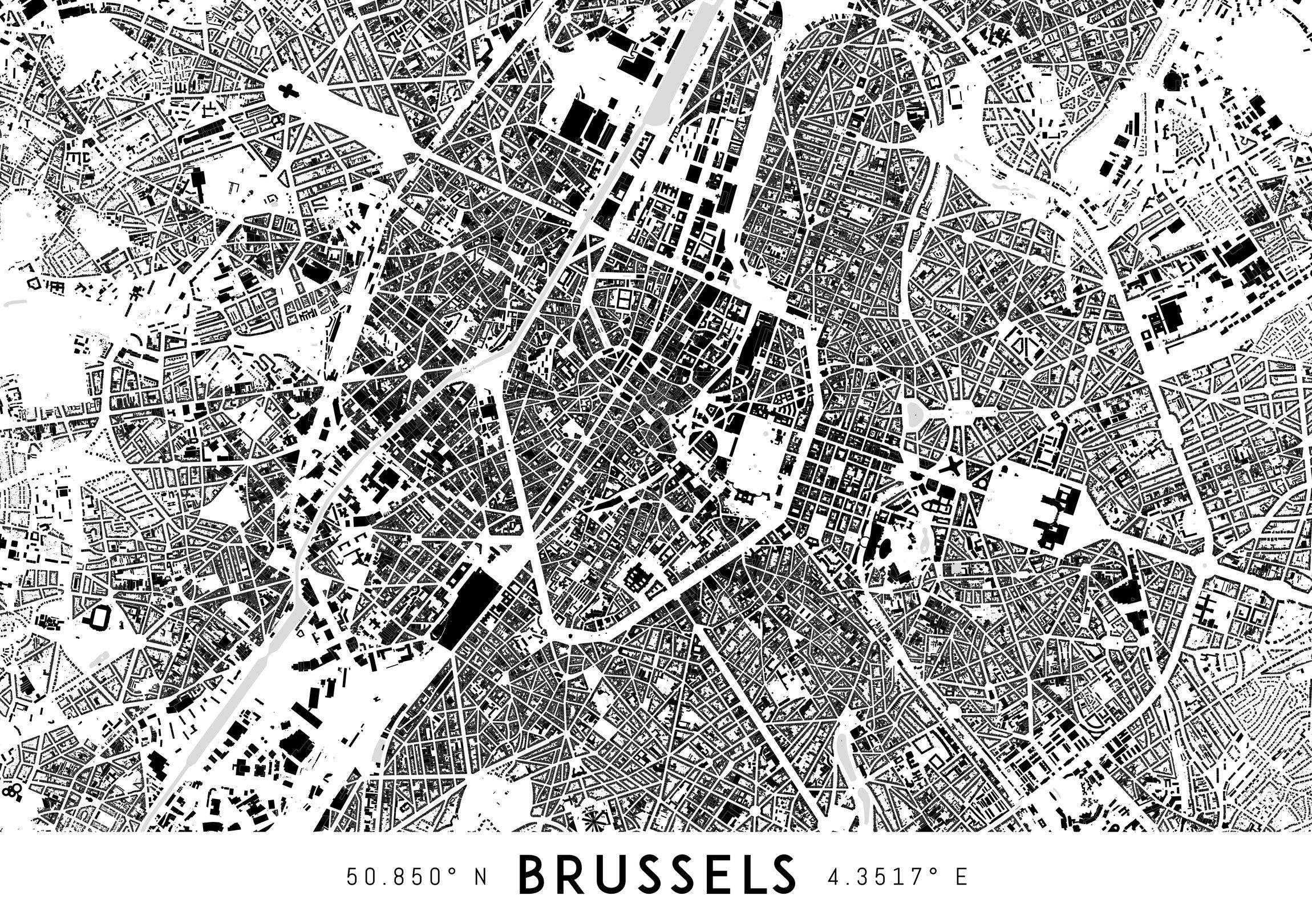 Brussels Map Print Brussels Print Brussels City Map Belgium | Etsy
