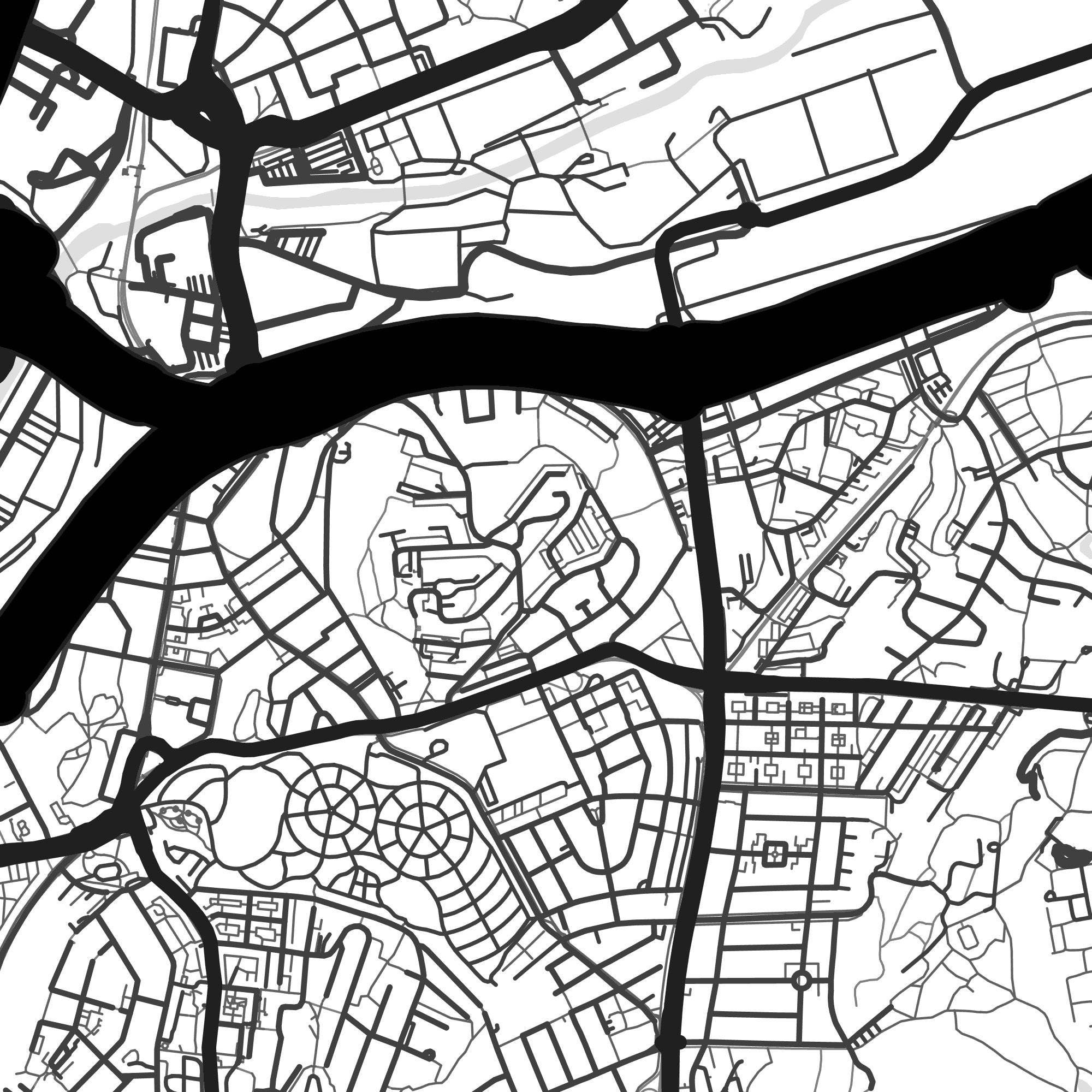 Gothenburg Map Art Print: Detailed Sweden City Map (digital Download ...