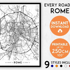Rome Map Print, Rome Print, Rome City Map, Rome Poster, Italy Map, Rome ...